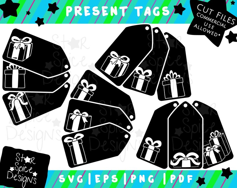 Present Gift Tags Printable Cut Files - Etsy