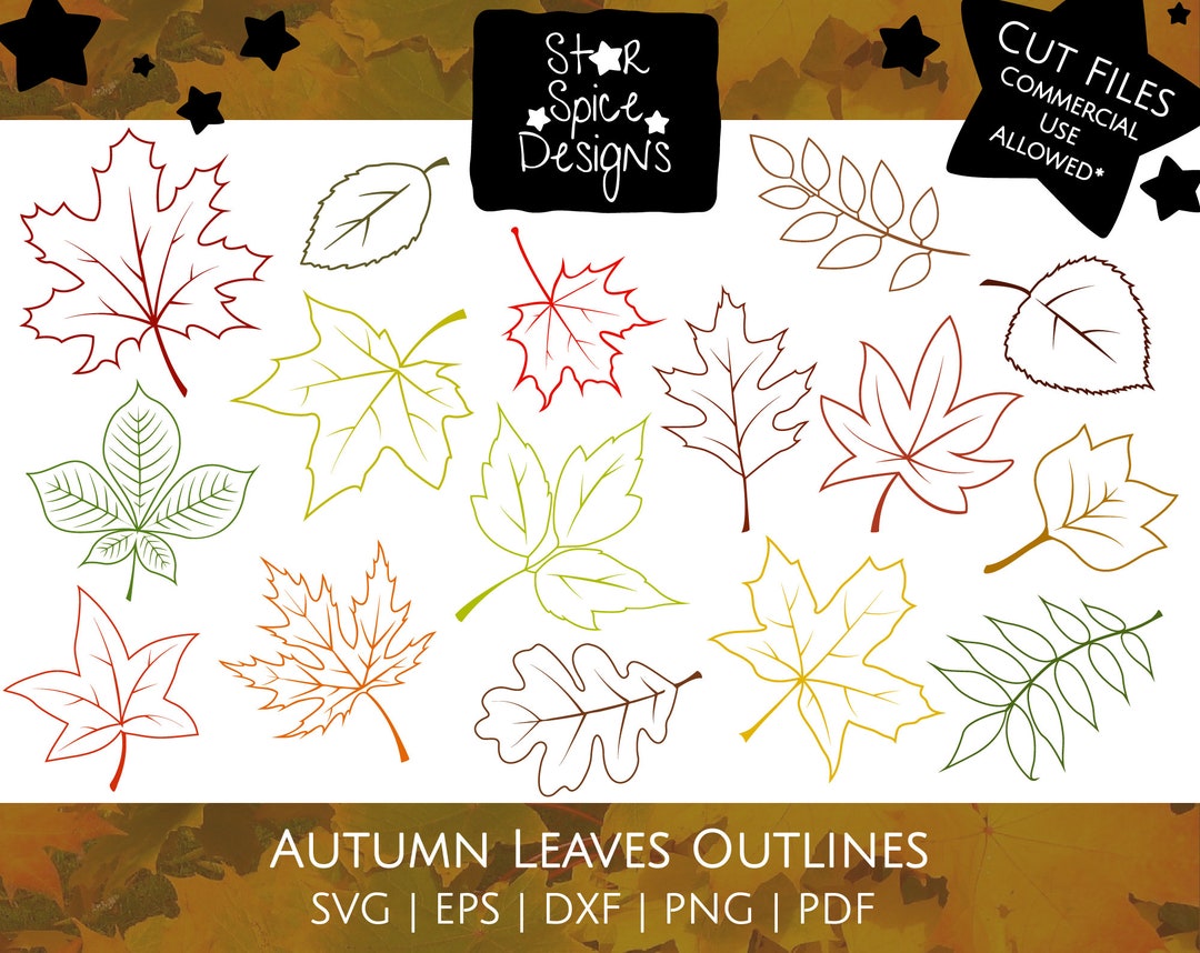 Autumn Leaves Outlines Printable Cut Files - Etsy