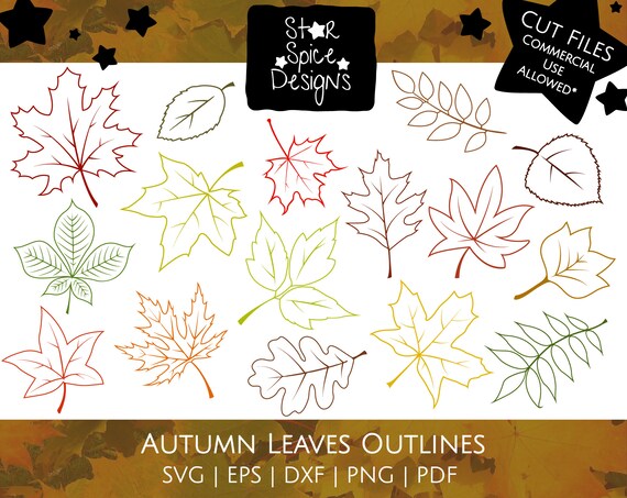 Autumn Leaves Outlines Printable Cut Files | Etsy
