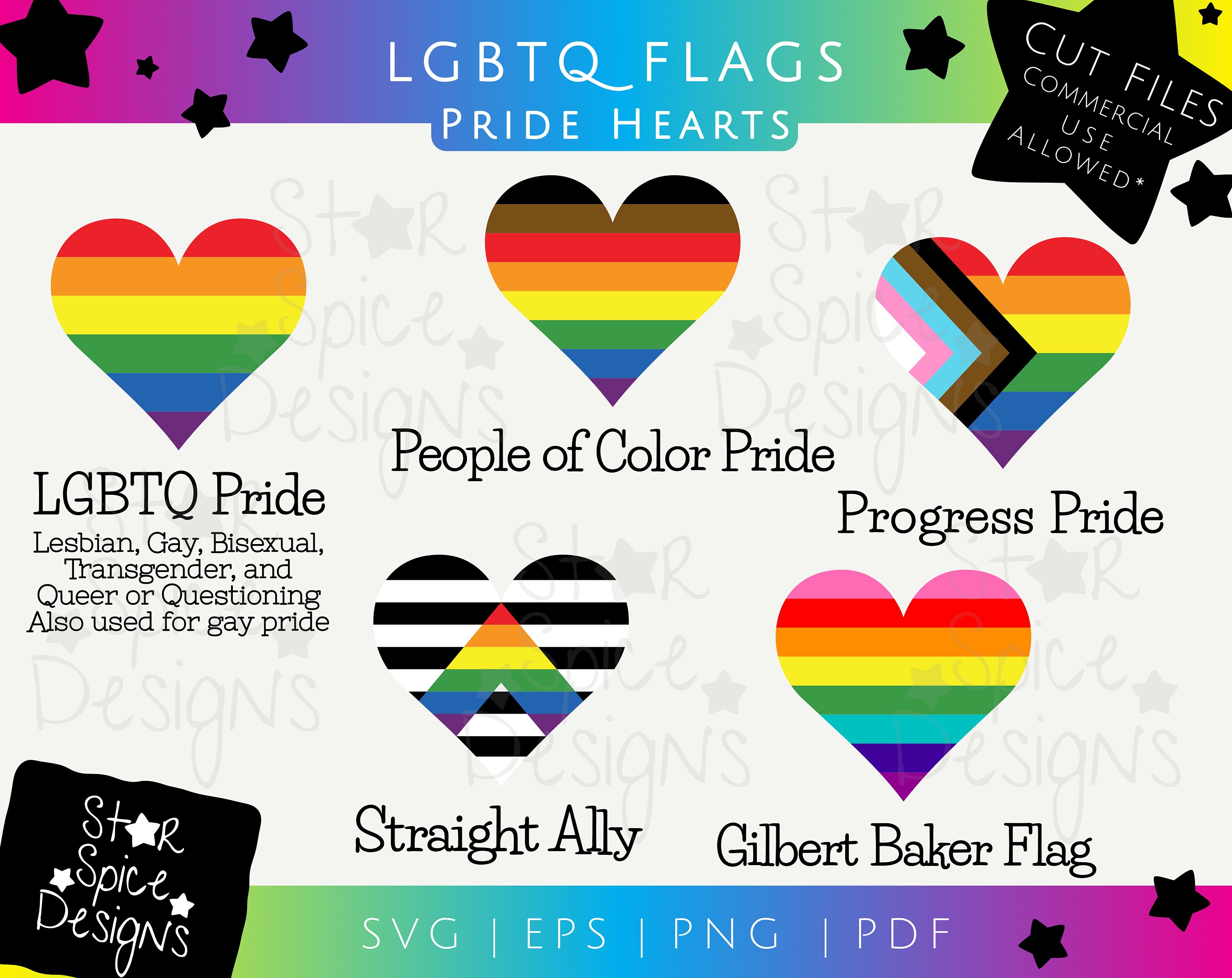 LGBTQ Heart Flags Pride Printable Cut Files - Etsy