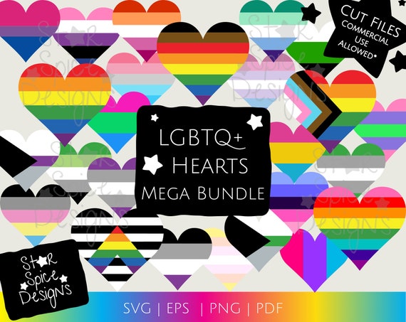 LGBTQ Heart Flags Mega Bundle Printable Cut Files - Etsy