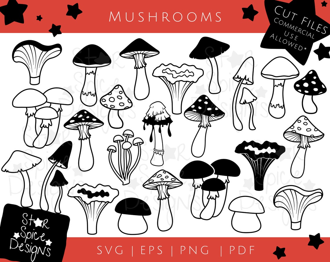 Mushrooms Printable Cut Files - Etsy