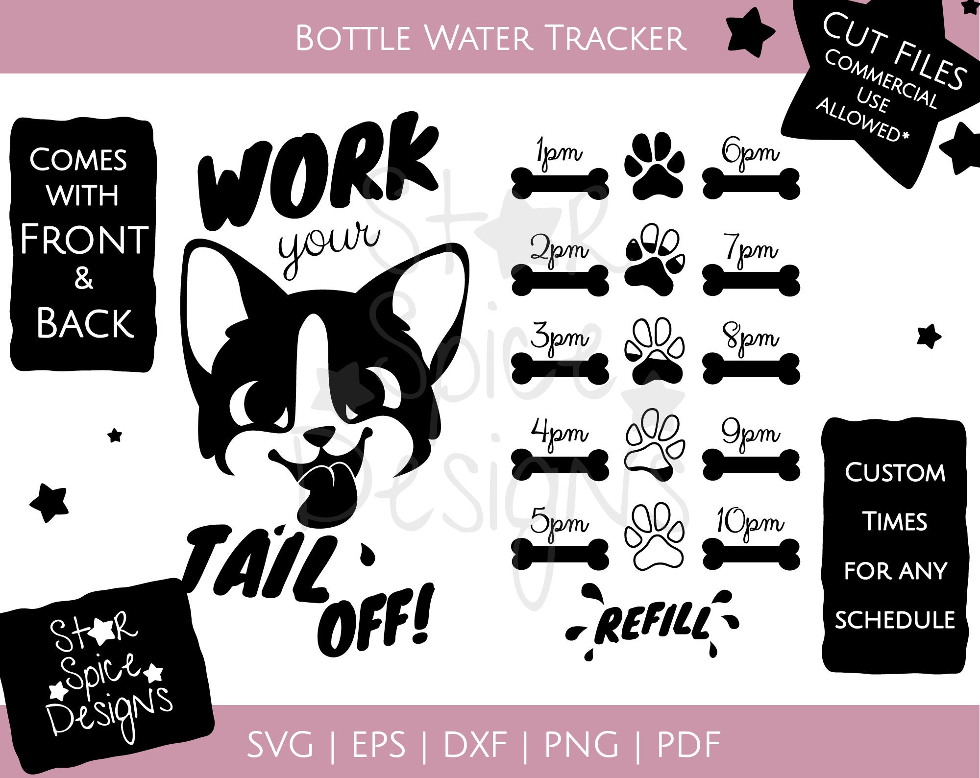 Work Your Tail Off Water Tracker Cut File | Etsy