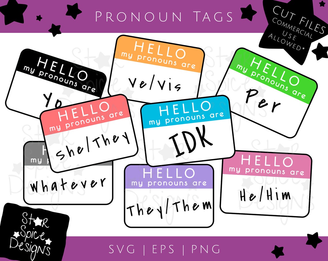 Pronoun Tags Printable Cut Files - Etsy