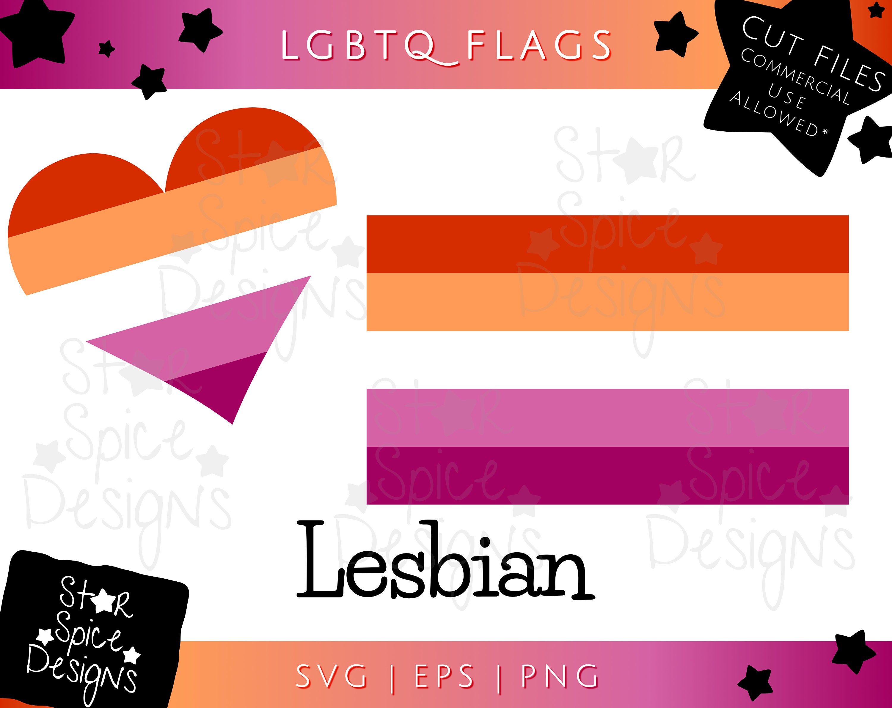 LGBTQ Flag Lesbian Printable Cut Files - Etsy Australia