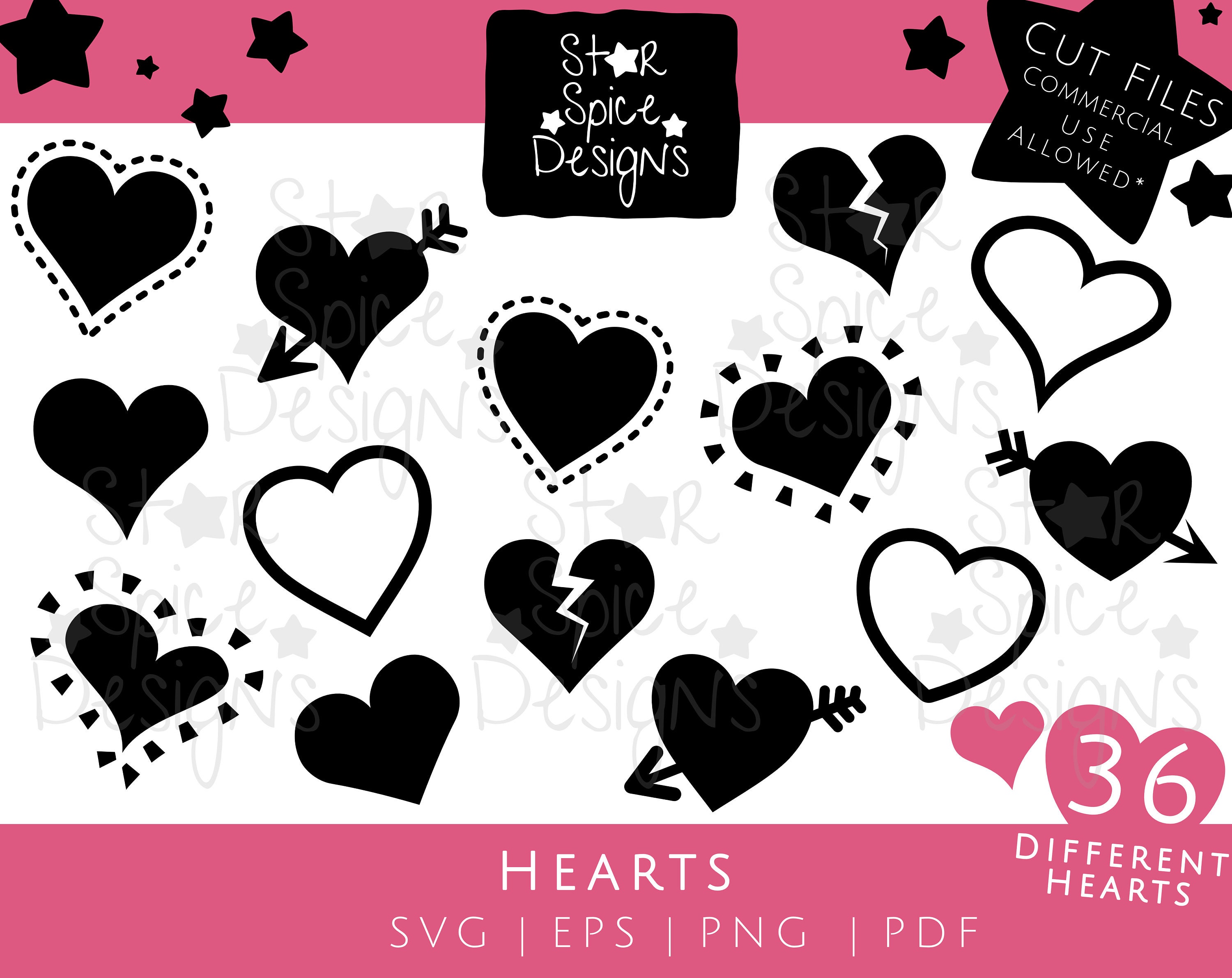 Hearts Printable Cut Files - Etsy