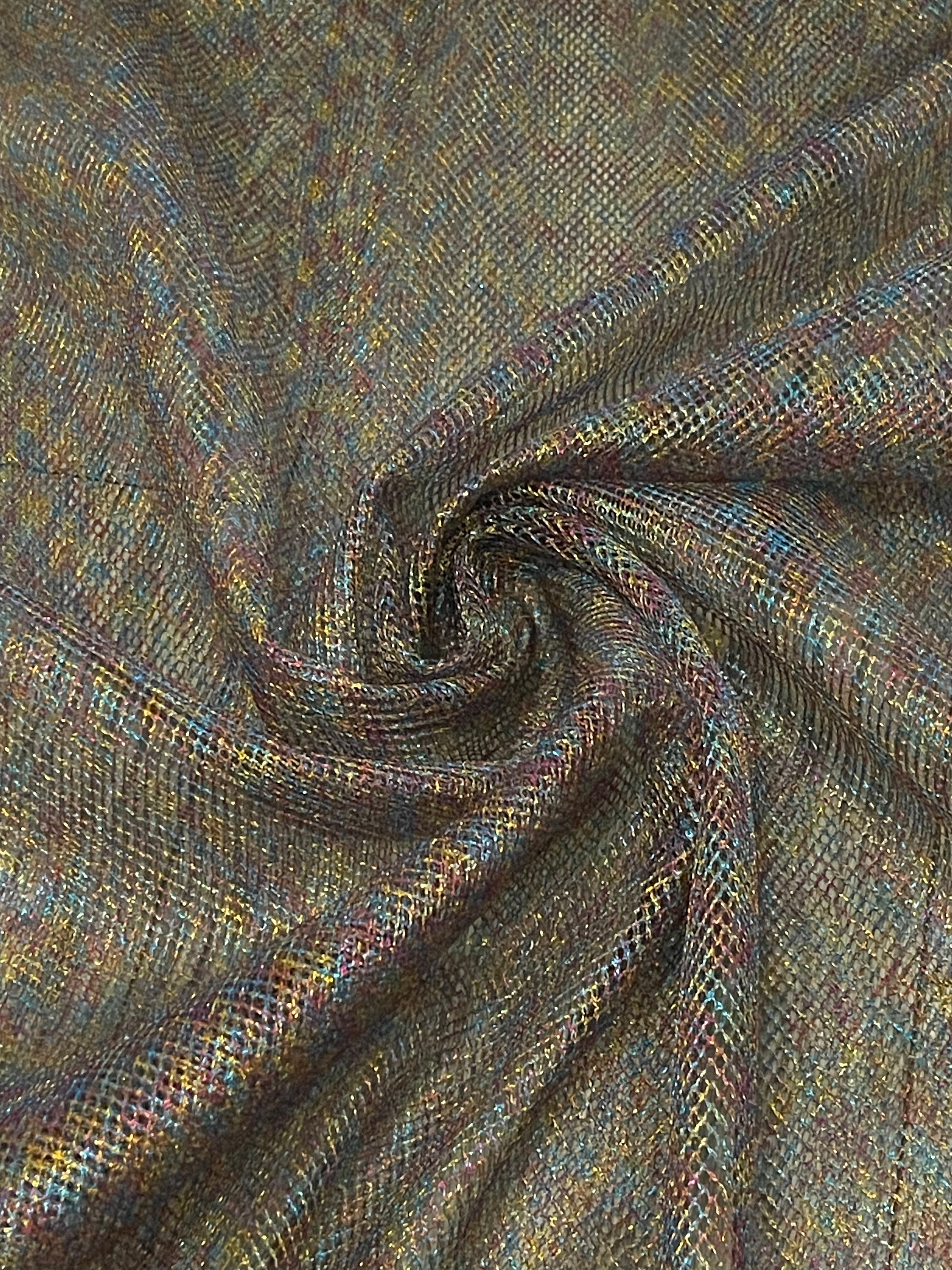 1m Multi Coloured Metallic Lurex Mesh Net Fabric per Metre 45”wide - Etsy
