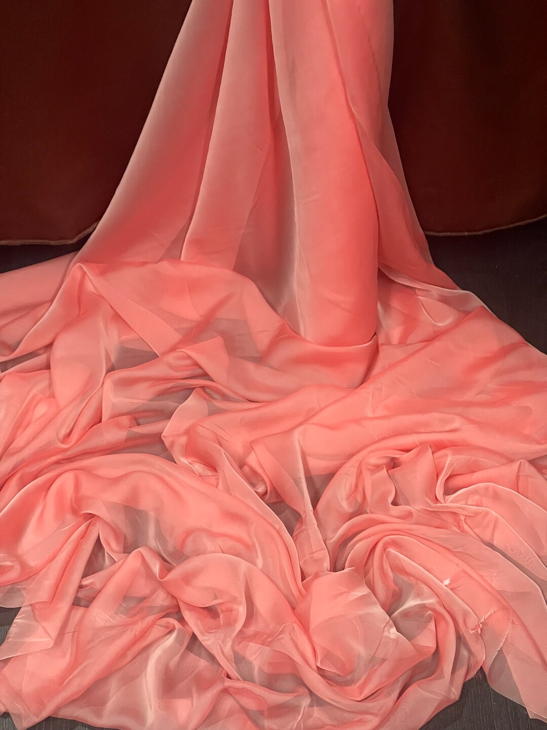 1m Shrimp Color Cationic Chiffon Dress Fabric 58" Wide - Etsy