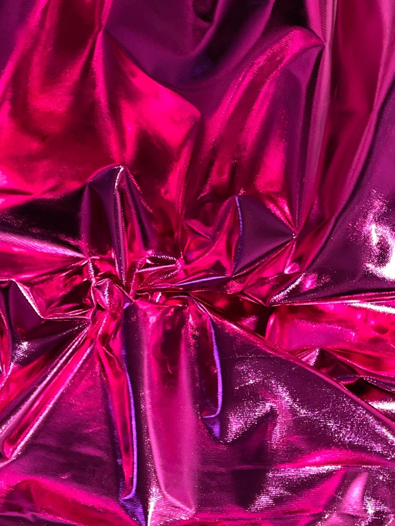 1m ) Hotpink Metallic Shiny Foil Lame Fancy Dress Craft Dance Fabric ...