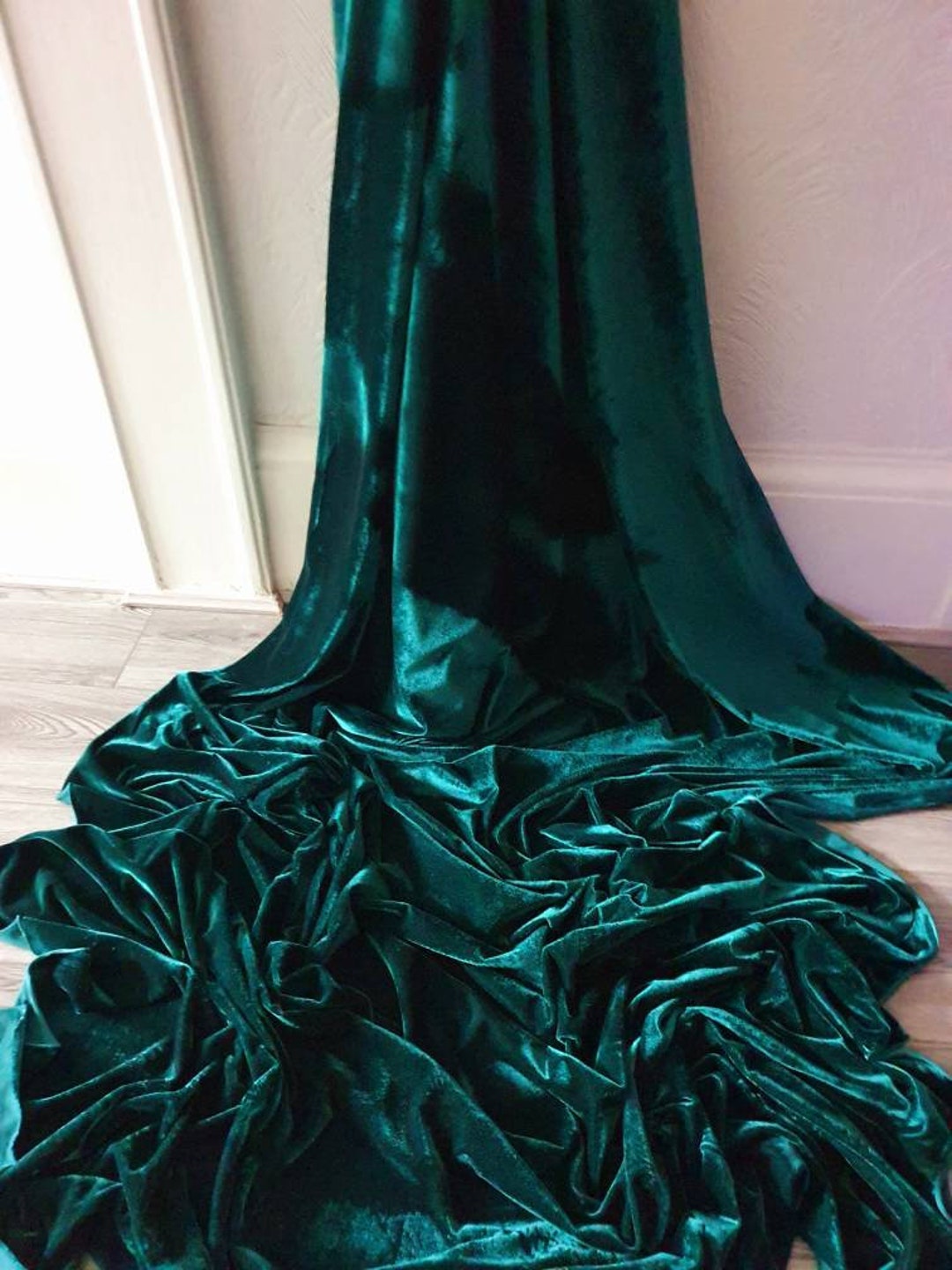 1m Bottle Green Velour Velvet Fabric 58” Wide - Etsy