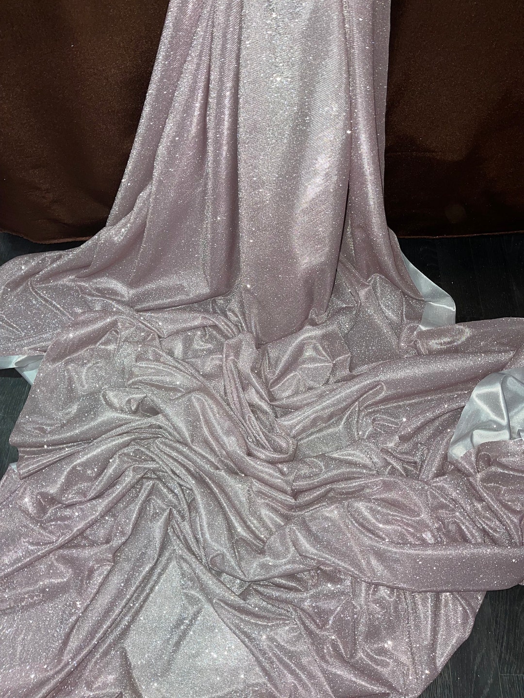 1m Dusty Baby Pink Glitery Lurex Sparkly Moonlight Slight Fabric 58 ...
