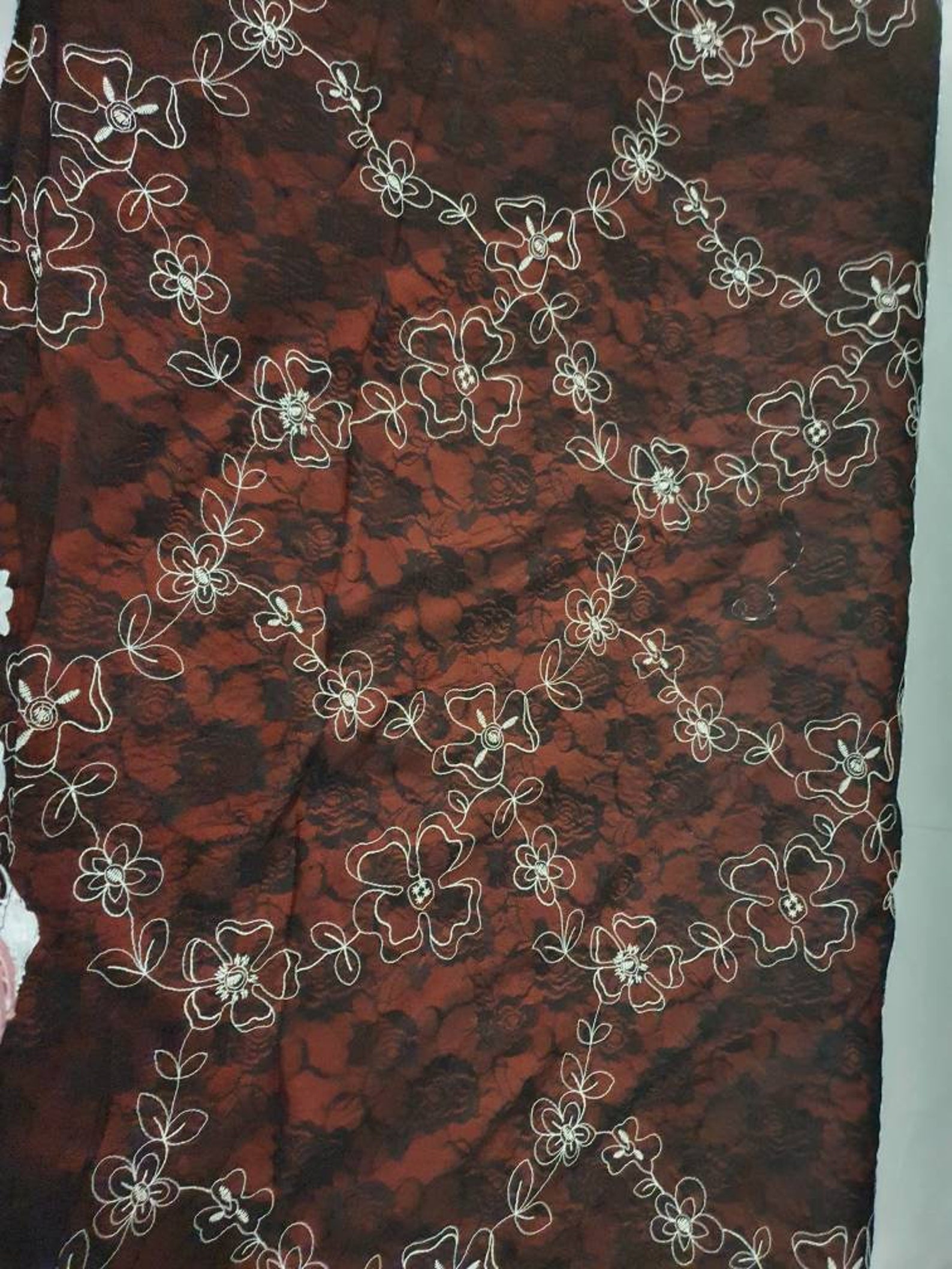 1M Maroon Color Lace on Taffeta Embriouded Fabric 58 Wide - Etsy