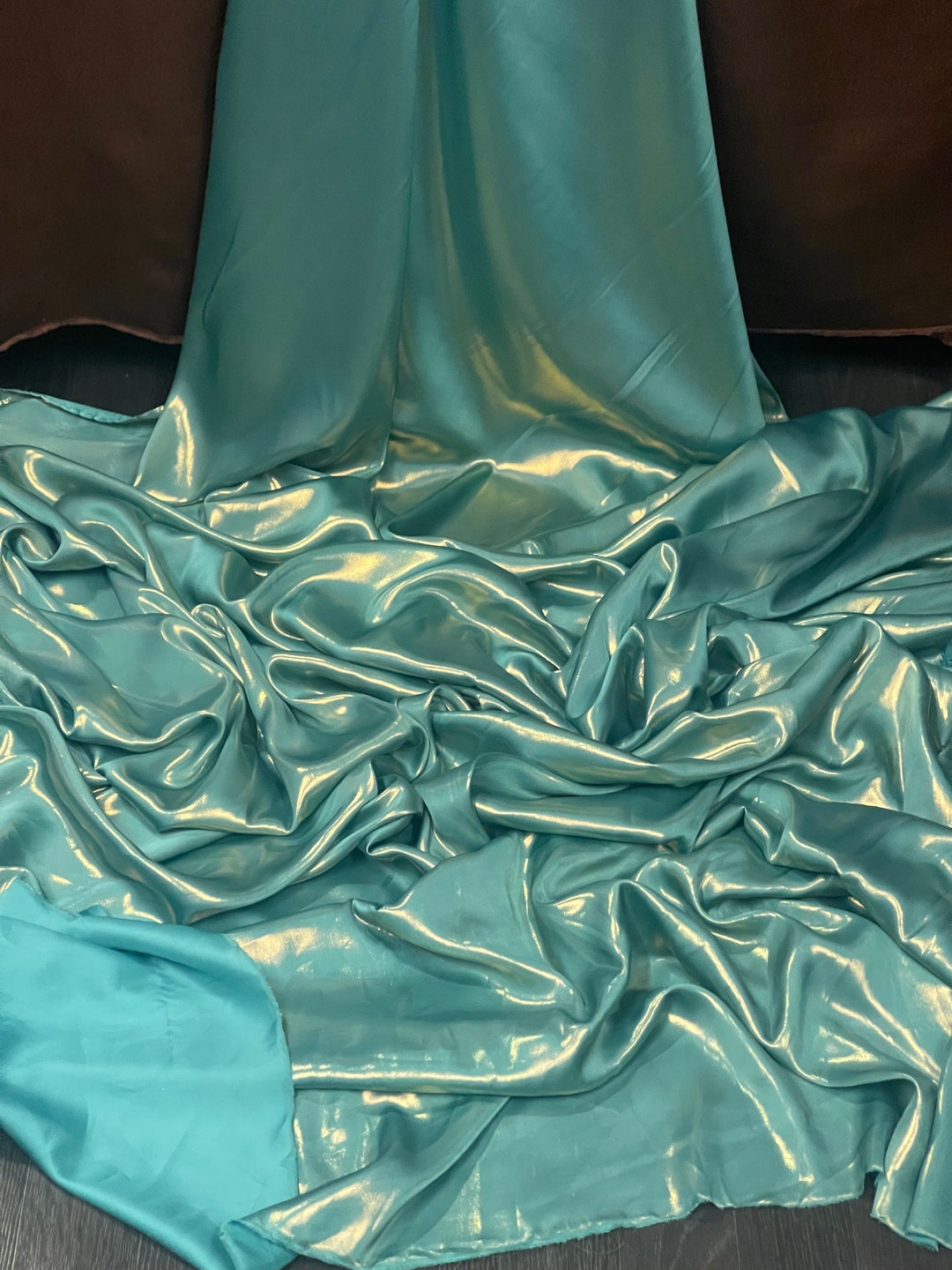 1m Minty / Gold Shimmer Satin Dress Fabric 58" Wide - Etsy