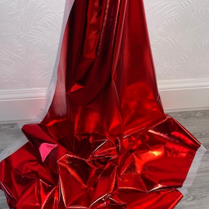 1m )red Metallic Shiny Foil Lame Fancy Dress Craft Dance Fabric ...