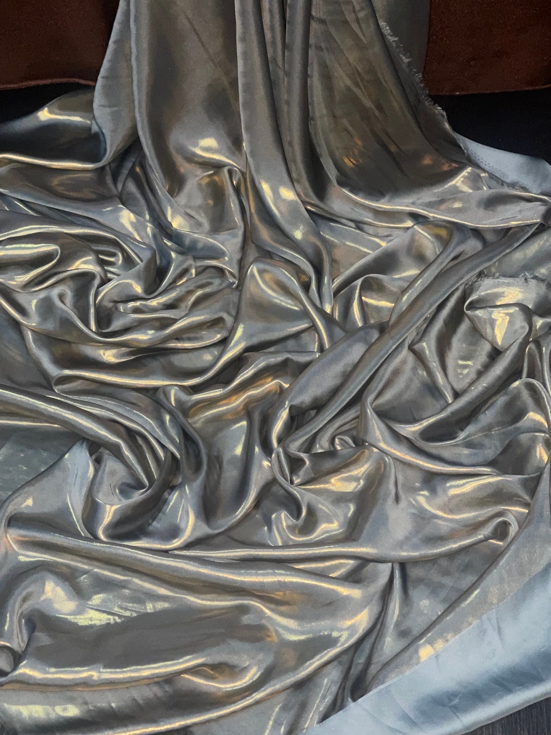 1m Grey Gold Shimmer Satin Dress Fabric 58" Wide - Etsy