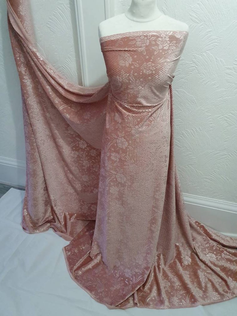 1m Pink Korean Spandex Devore Embossed Floral Strech Velour | Etsy