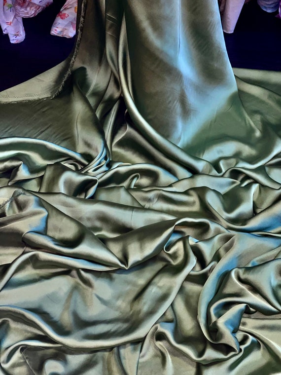 1m New Charmeuse Silky Smooth Satin Sage Green Color Dress - Etsy