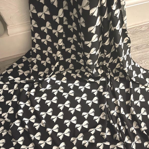 Bow Print Fabric - Etsy UK