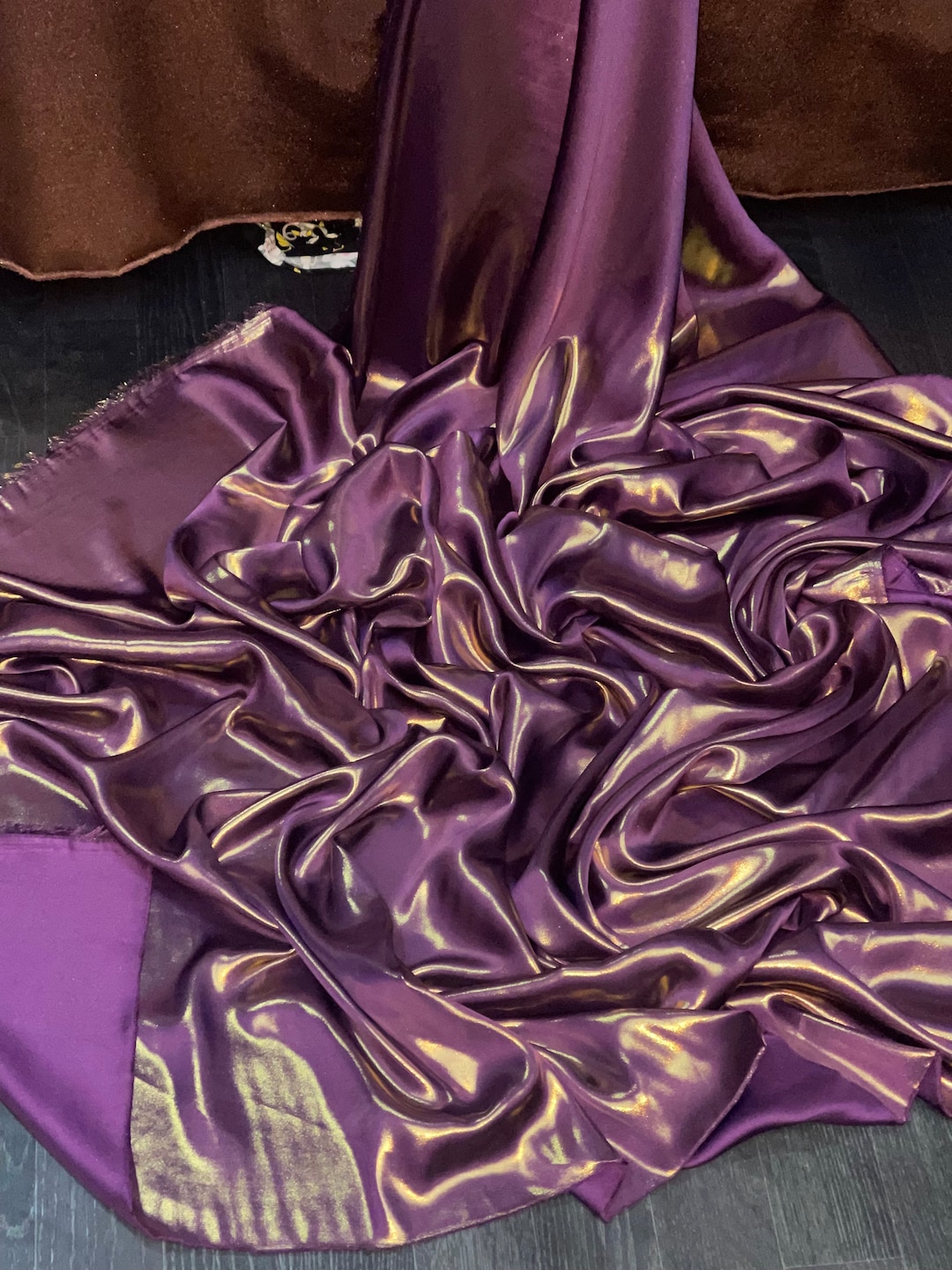 1m Purple Gold Shimmer Satin Dress Fabric 58" Wide - Etsy