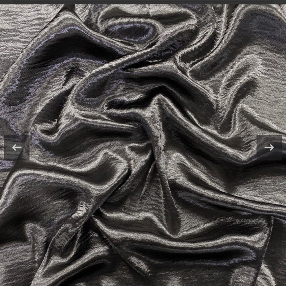 1m Dark Grey Crinkle Effect Satin Fabric Light Wait Shinny | Etsy