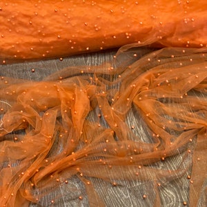 1M Orange Colour Pearl Beaded Tulle Fabric 60” Wide - Etsy