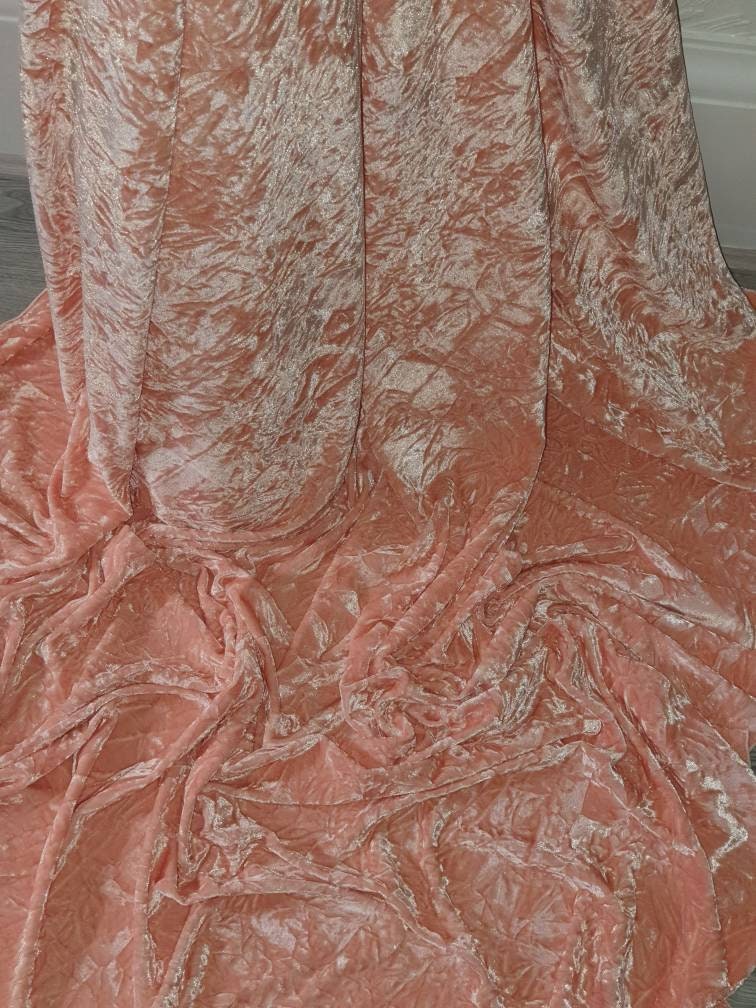 1m peach ice crush velvet fabric 58 wide | Etsy