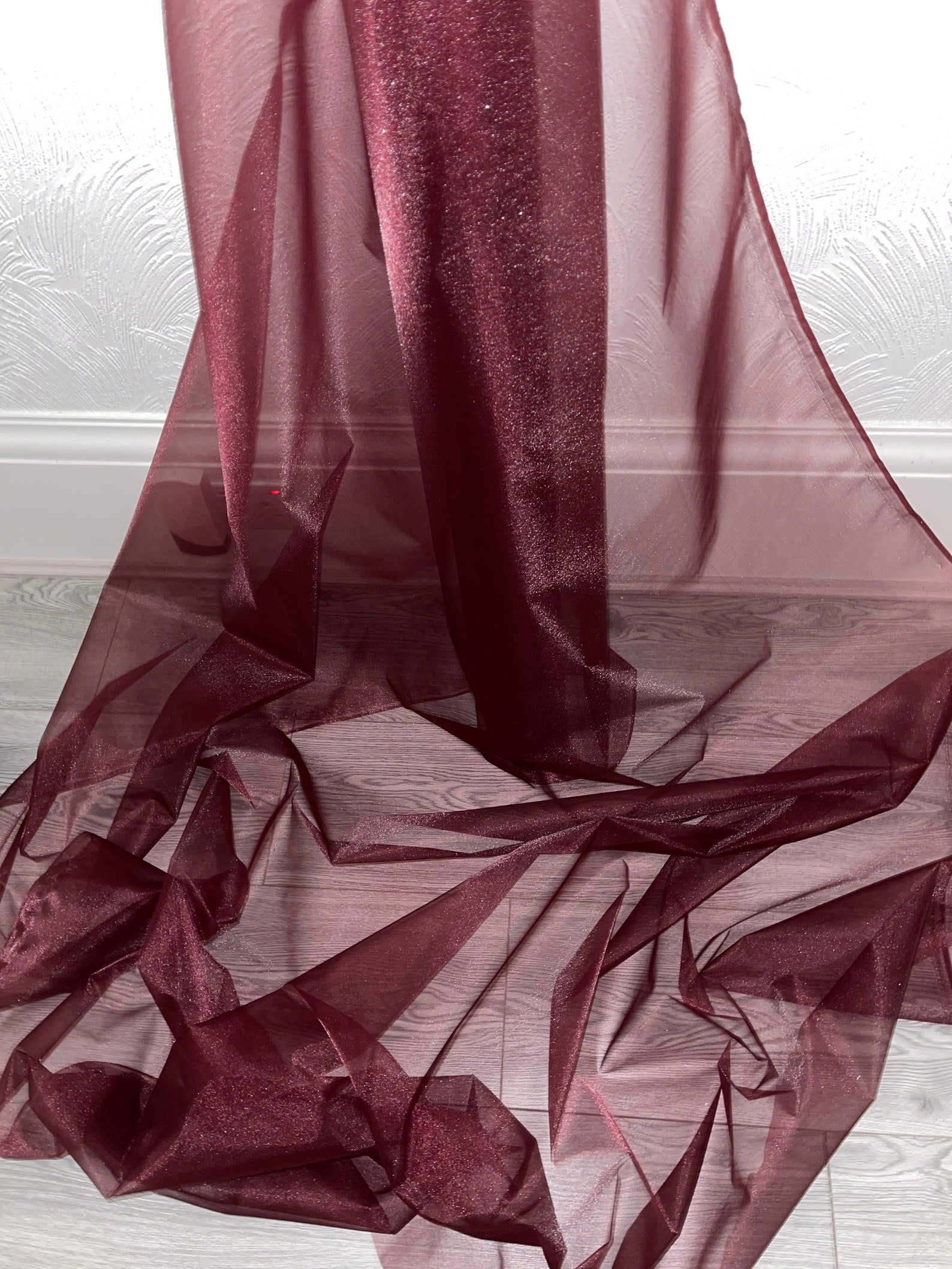 1m Wine Red Sheen Organza Fabric 45”wide - Etsy