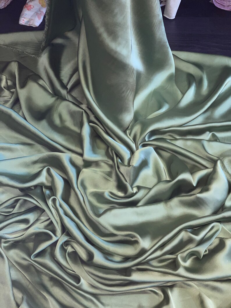1m New Charmeuse Silky Smooth Satin Sage Green Color Dress - Etsy