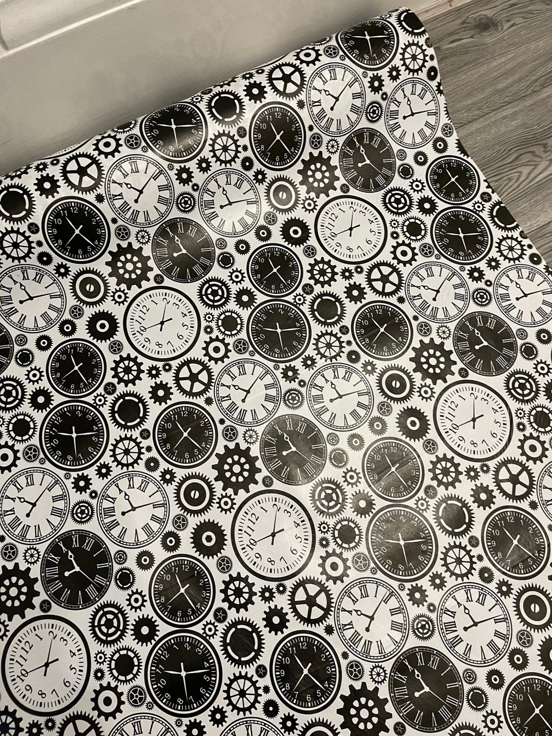 1m Black/white Clock Print PVC Fabric Wipe Clean 58” - Etsy