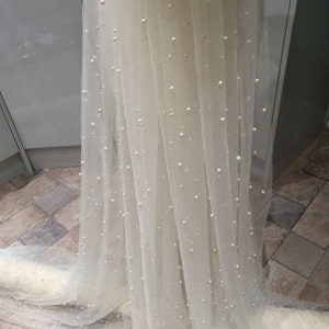 1M Bridal Cream Color Veil Pearl Beaded Tulle Fabric 60” Wide - Etsy