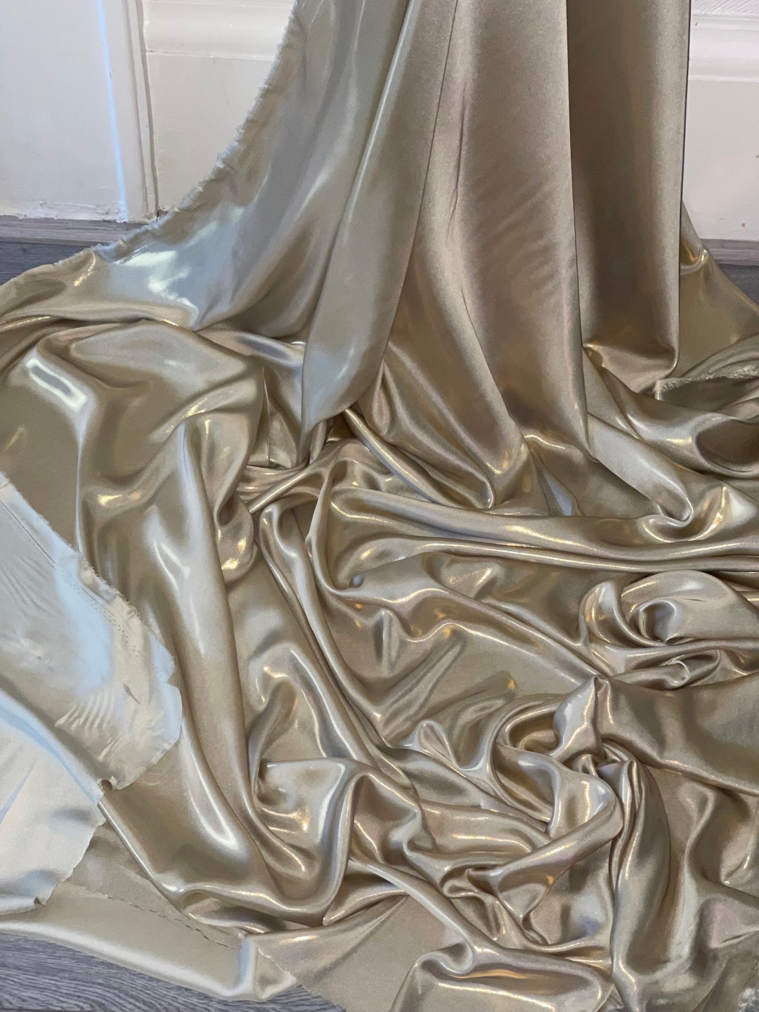1m Champange / Gold Shimmer Satin Dress Fabric 58" Wide - Etsy