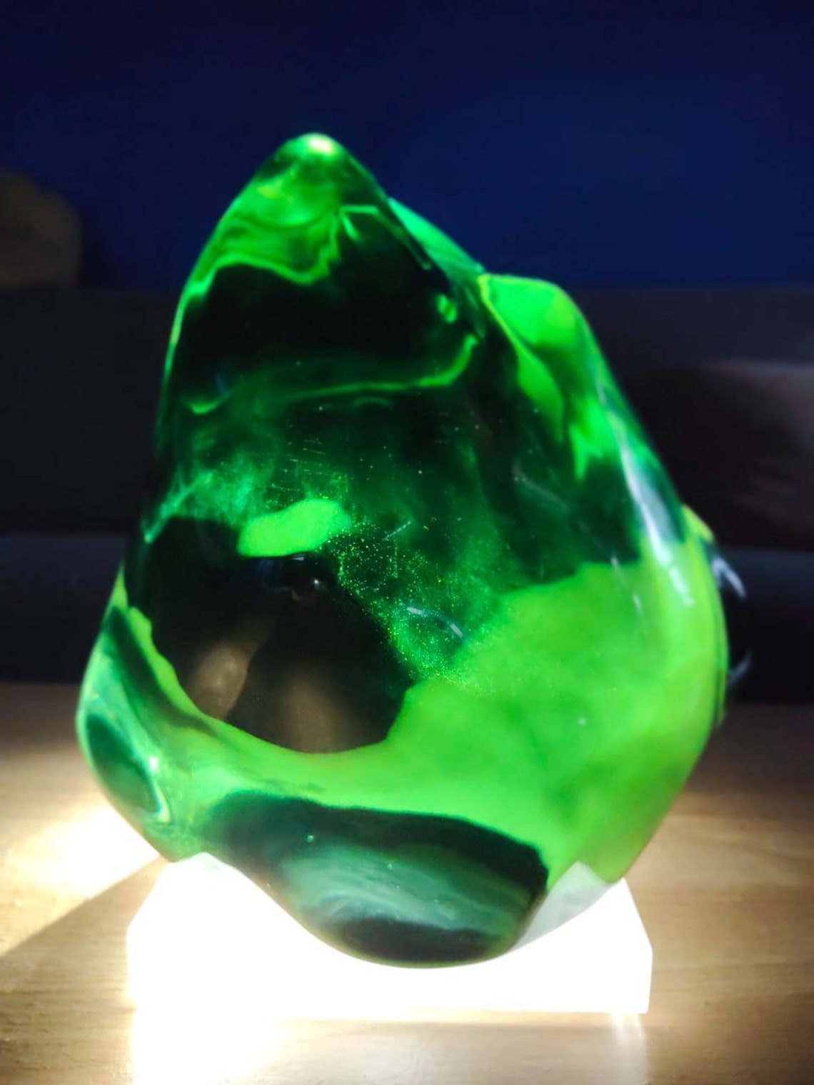 Beautiful Deep green Andara crystal 8 kg polished with lamp | Etsy