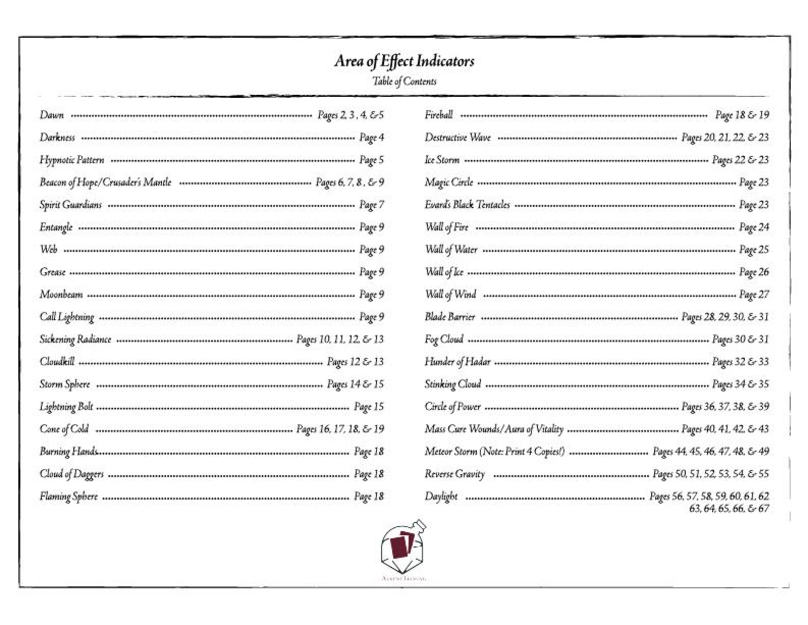 Printable DND 5e Aoe Spell Templates | Full-color Download | 67 Pages ...