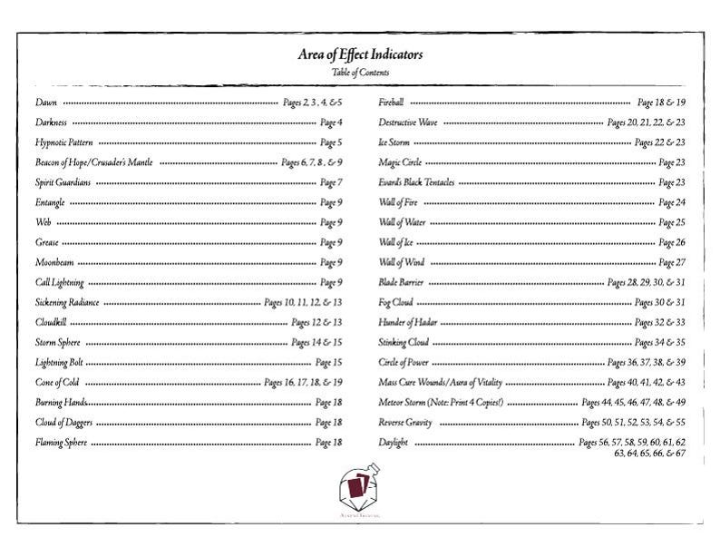Printable DND 5e Aoe Spell Templates | Full-color Download | 67 Pages ...