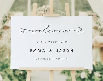 Editable Wedding Welcome Sign, Welcome to Our Wedding Sign, Modern ...