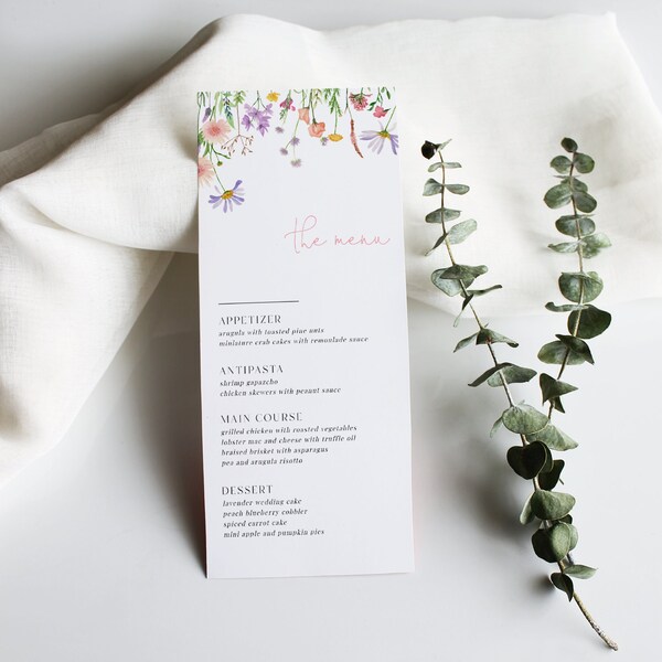 Wedding Menu Template Floral - Etsy