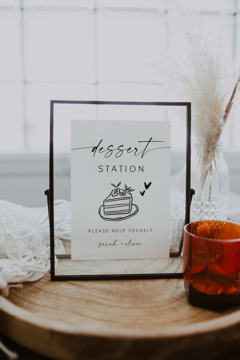 Dessert Bar Sign, Minimalist Wedding Cake Table Sign, Sweet Station ...