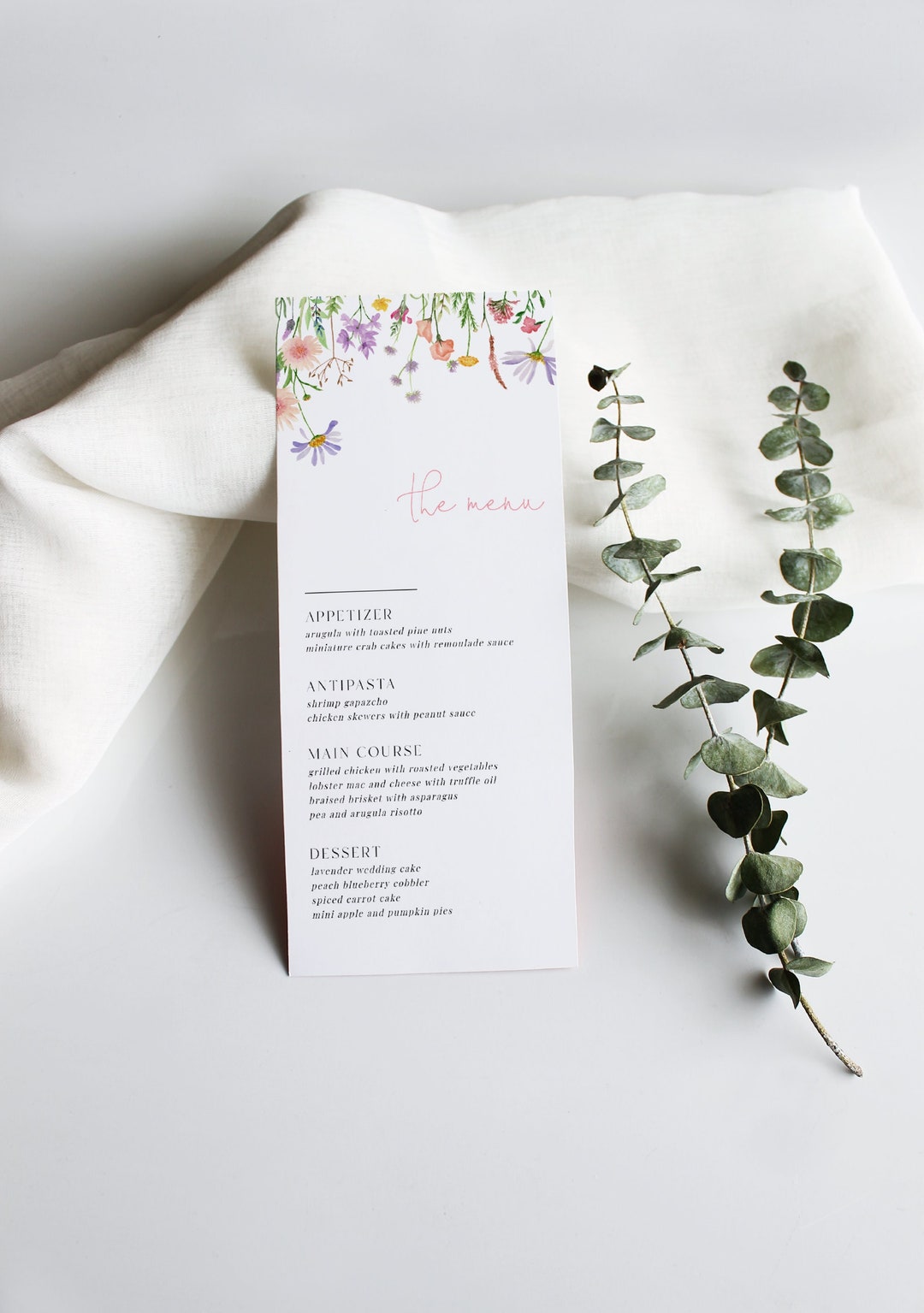 Wildflower Menu Template, Editable Menu, Wildflower Wedding Menu ...