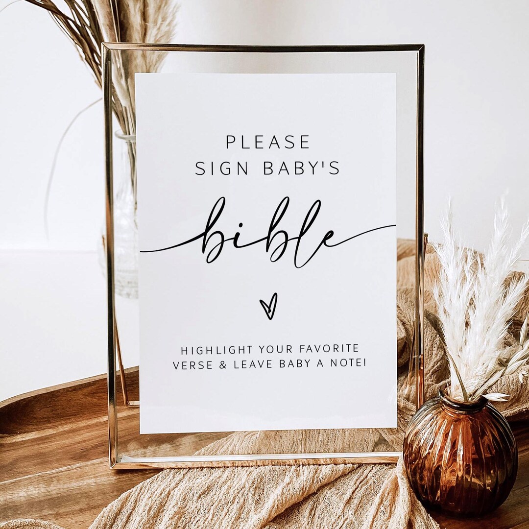 Baby's Bible Sign, Please Sign Baby's Bible Template, Bible Guest Book ...