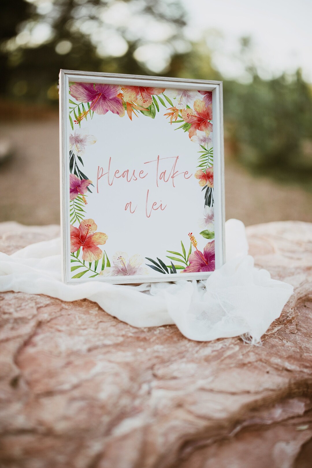 Tropical Lei Sign, Please Take a Lei, Hawaiian Luau Party Sign, Party ...