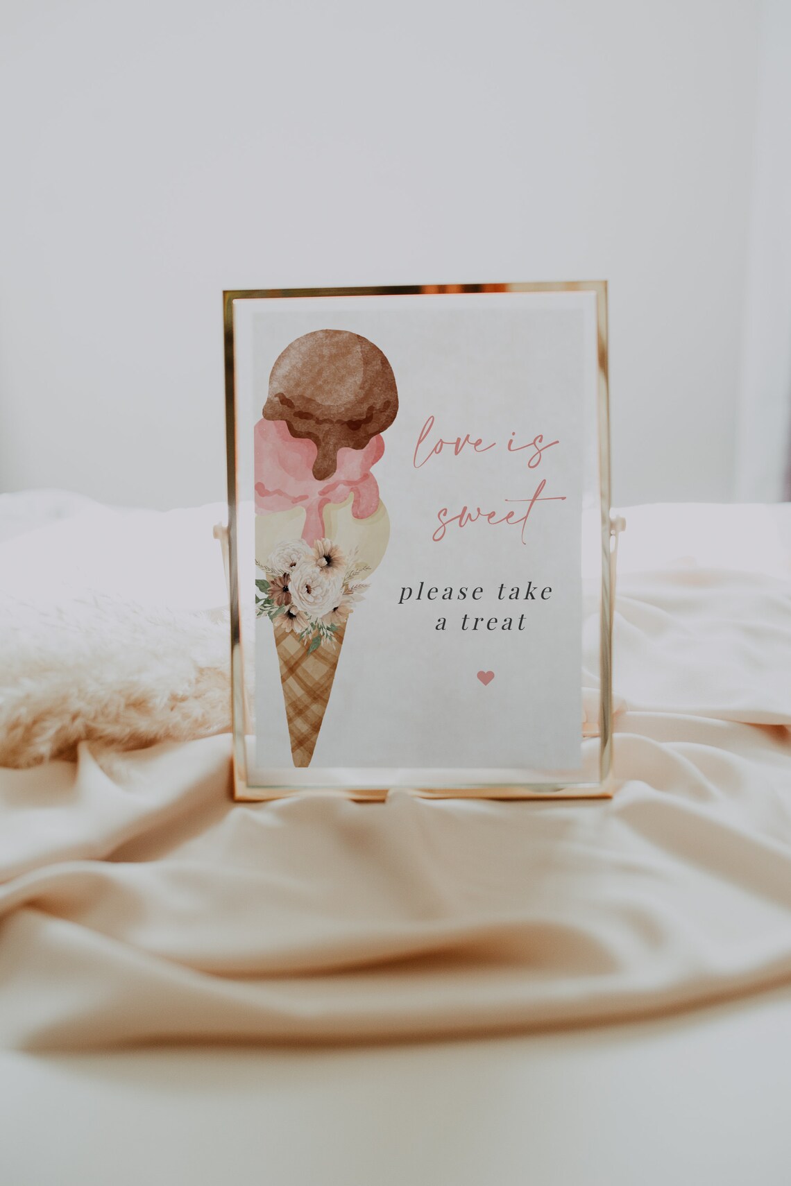 Ice Cream Love is Sweet Sign Floral Ice Cream Treat Sign Ice | Etsy