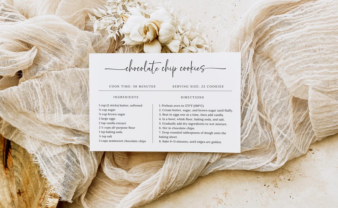 Editable Recipe Card Template | Farmhouse Minimalist Recipe Cards ...