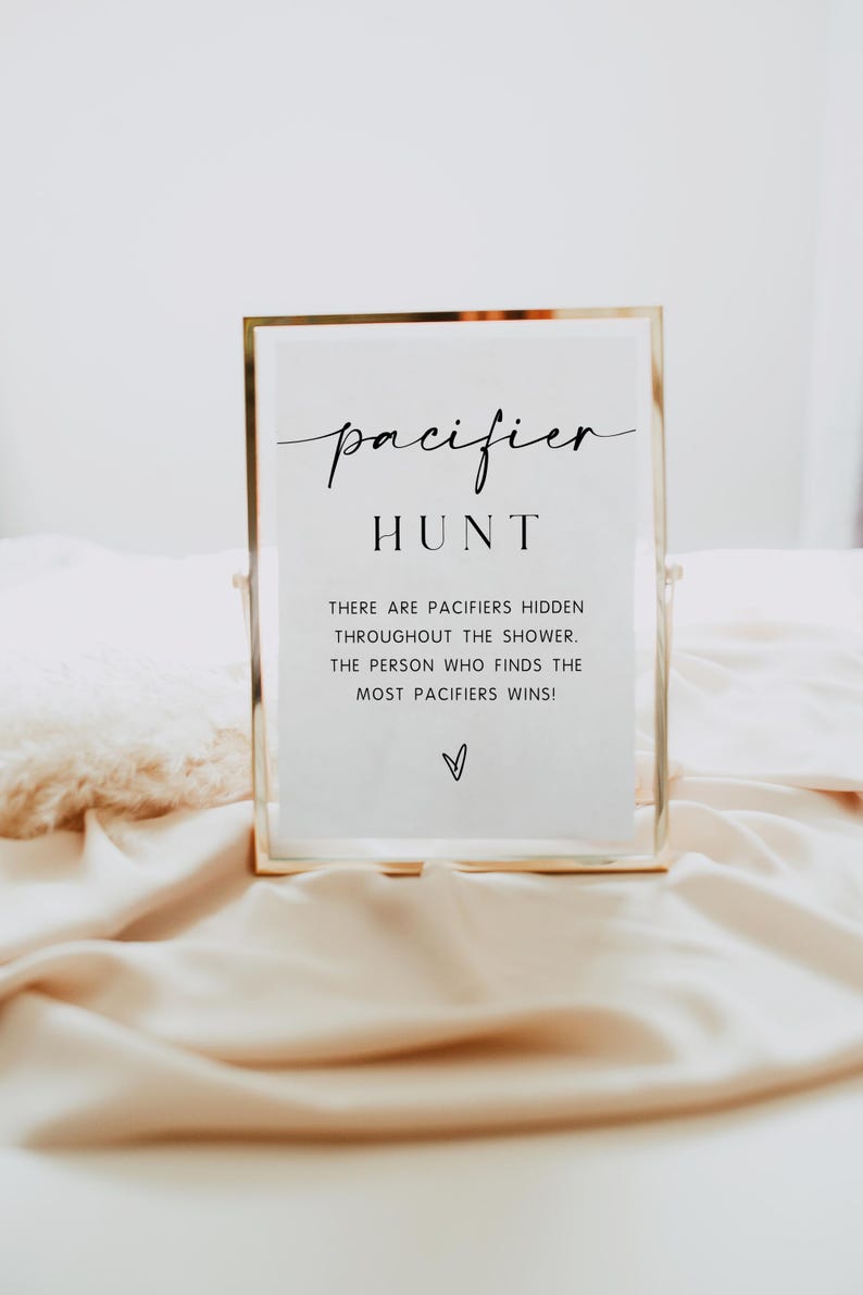 Pacifier Hunt Baby Shower Game Sign, Minimalist Canva Template (digital ...