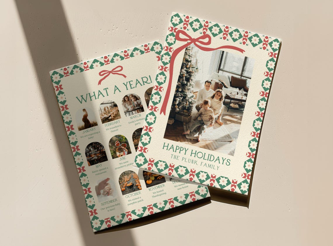 Retro Christmas Card Template, Vintage Family Photo Holiday Card, What ...
