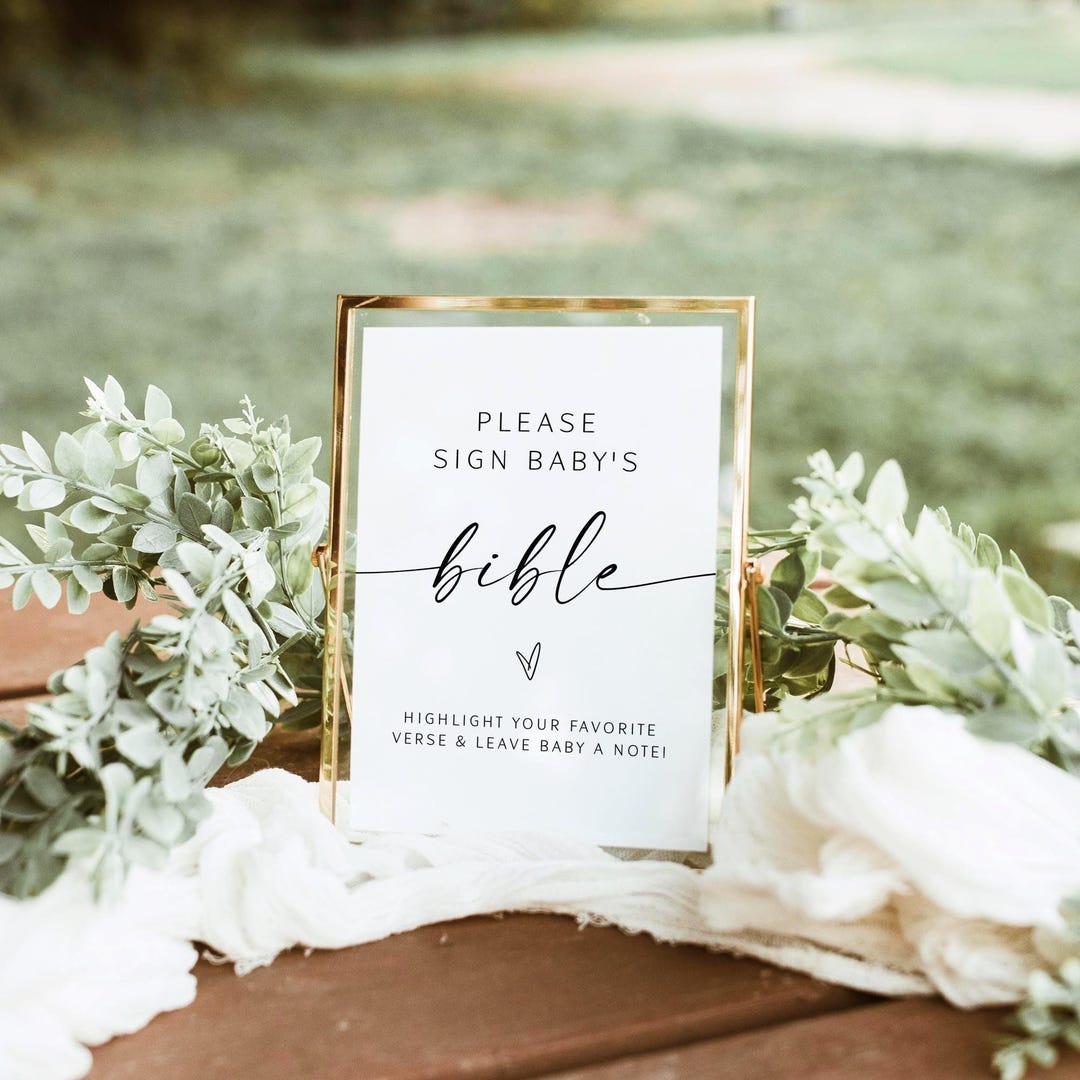 Baby's Bible Sign, Please Sign Baby's Bible Template, Bible Guest Book ...