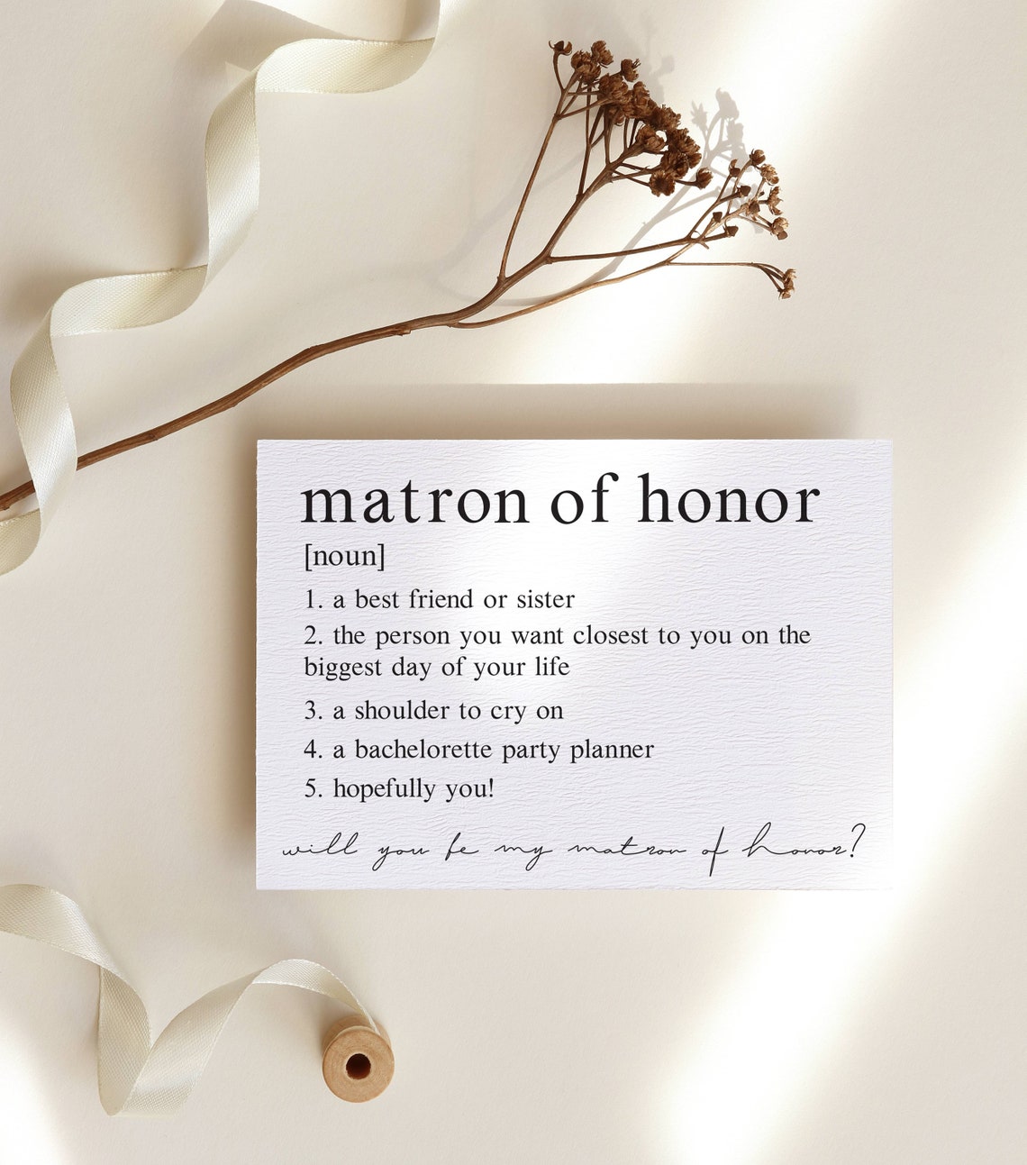 Minimalist Matron of Honor Definition Bridesmaid Proposal - Etsy