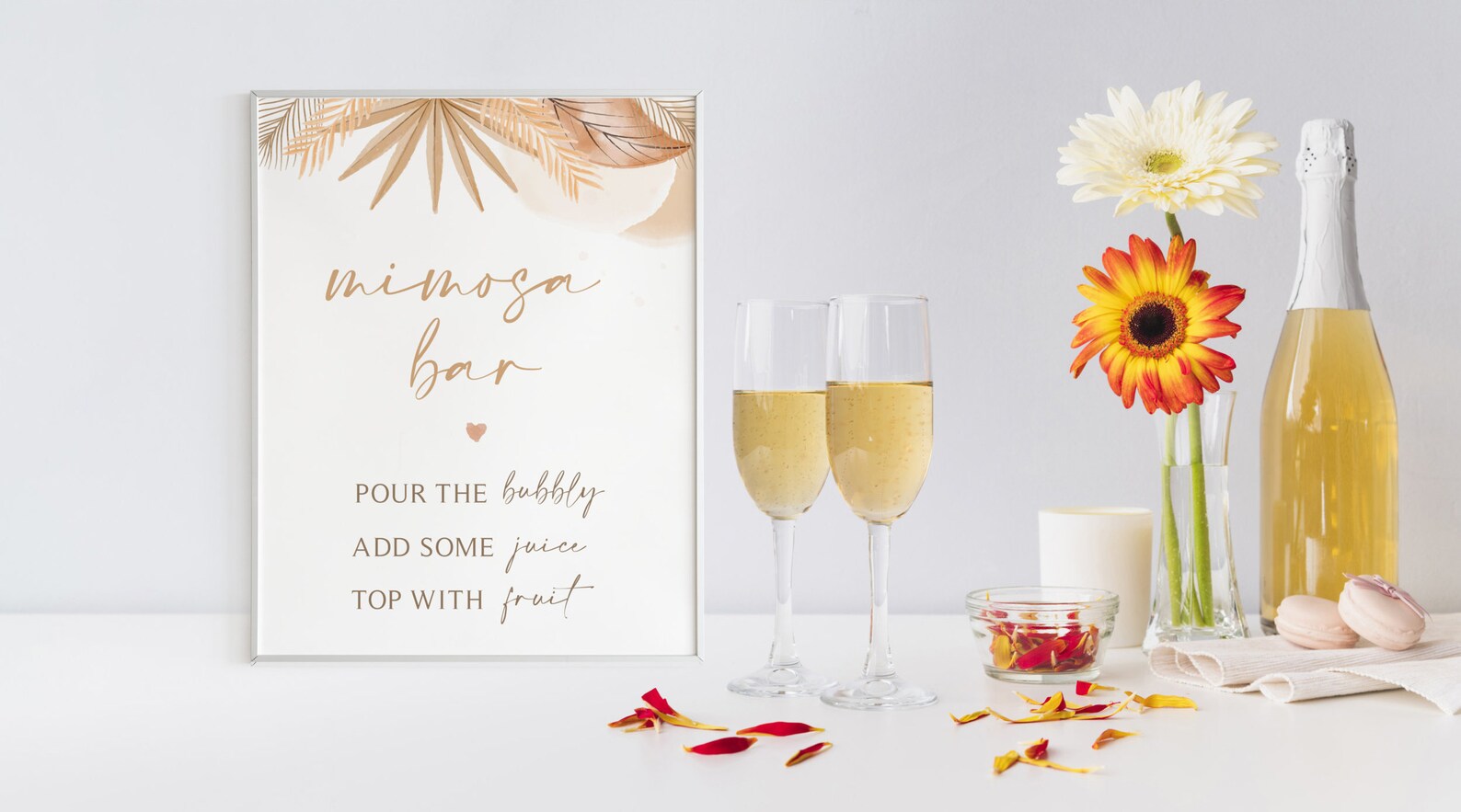 Boho Mimosa Bar Sign Bohemian Bridal Shower Orange Juice | Etsy