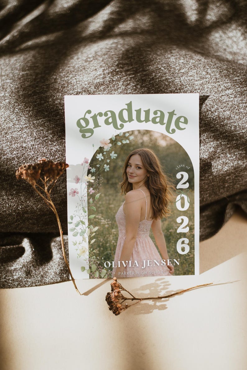 Wildflower Graduation Announcement Template, Garden Grad Party Invite ...