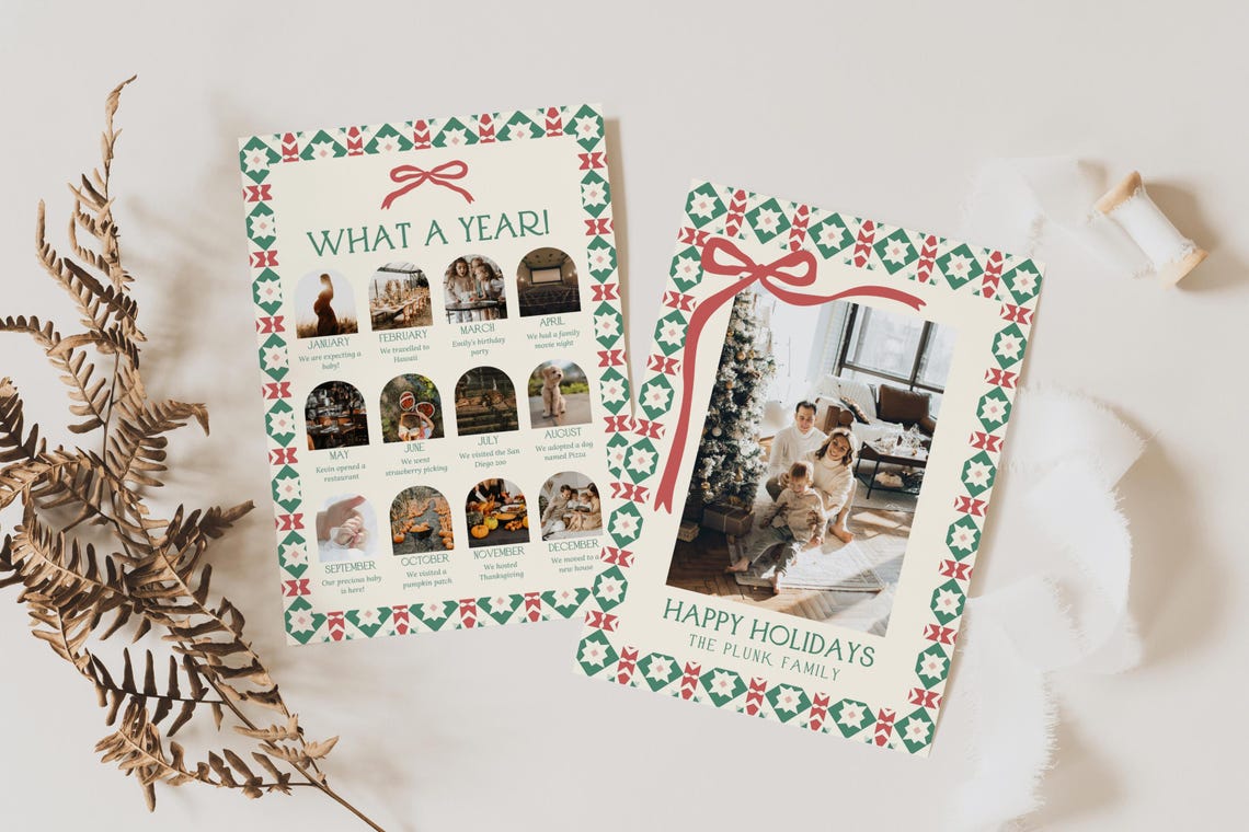 Retro Christmas Card Template, Vintage Family Photo Holiday Card, What ...