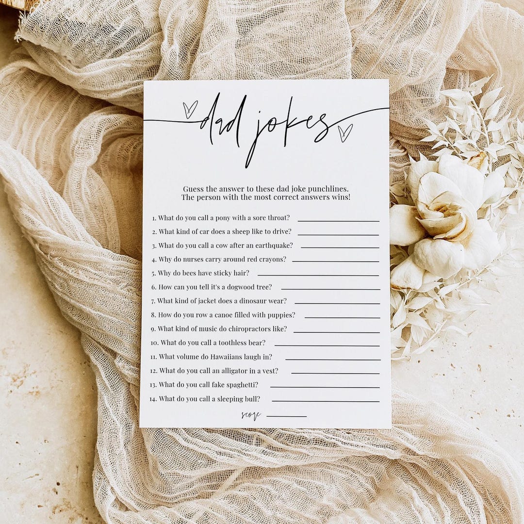 Dad Joke Baby Shower Game, Dad Jokes Baby Shower Game Trivia, Funny ...